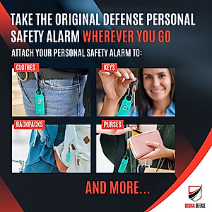 Original Defense® Siren Self-Defense Alarm (Mint) - 130 dB Keychain Alarm with LED Strobe Light for Women, Children, and Elderly - Police Recommended