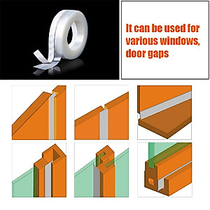 HANFINEE 35MM Door Seal Strip 10M/33ft Door Strip Bottom Weatherproof Soundproof Self-Adhesive Silicone Weather Stripping for Doors and Windows Gaps