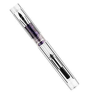 Lanxivi Majohn C1 Fountain Pen Fine Nib Clear Transparent Acrylic Resin, Mini Pocket Pen, Eyedropper,Cartridges and Converter Filling