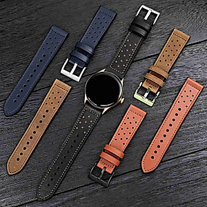 Anbeer Leather Silicone Hybrid Wacth Bands 20mm 22mm Genuine Leather and Rubber Watch Strap for Men and Women