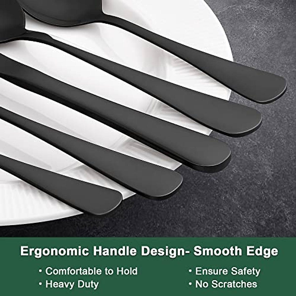 20 Pieces Black Silverware Set, AIKWI Stainless Steel Cutlery Flatware Set, Kitchen Tableware Utensils Set with Knife Spoon Fork, Dishwasher Safe & Mirror Polished- Ideal for Home Party Wedding