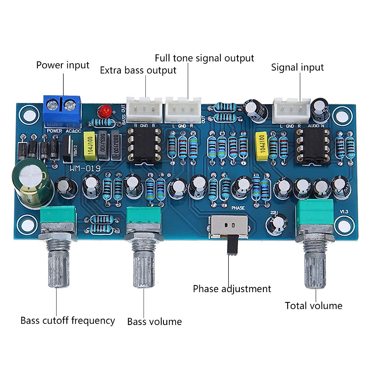Garosa Preamp Board Digital Tuning Preamp Tone Board 2.1 Channel Subwoofer PreAmp Low Pass Filter Preamp Audio Processor Preamplifier Circuit Board