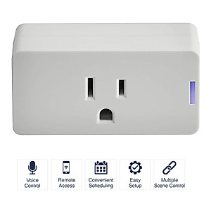 NSi Industries TORK WFIP1 Smart Plug - Indoor Standard Wi-Fi 3-Prong Single Outlet Plug - Compatible with Alexa and Google Assistant - Remote Access with Smartphone/Tablet App - No Hub Required