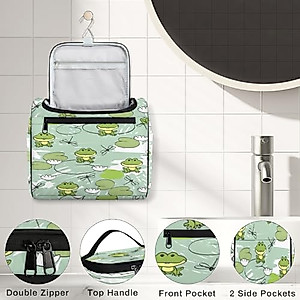 XMNYGJ Cute Dragonfly Frog Hanging Toiletry Bag for Men Women Travel Cosmetic Makeup Organizer Bag Water Resistant Large Portable Wash Case for Accessories, Toiletries, Cosmetics