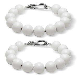 2 Pieces Flagpole Retainer Ring Flag Pole Accessories Beaded Flag Mount Rope Retainer Ring Keep Flag Close to Pole Counterweight Set with Steel Cable for Internal External Halyard Flagpole (White)