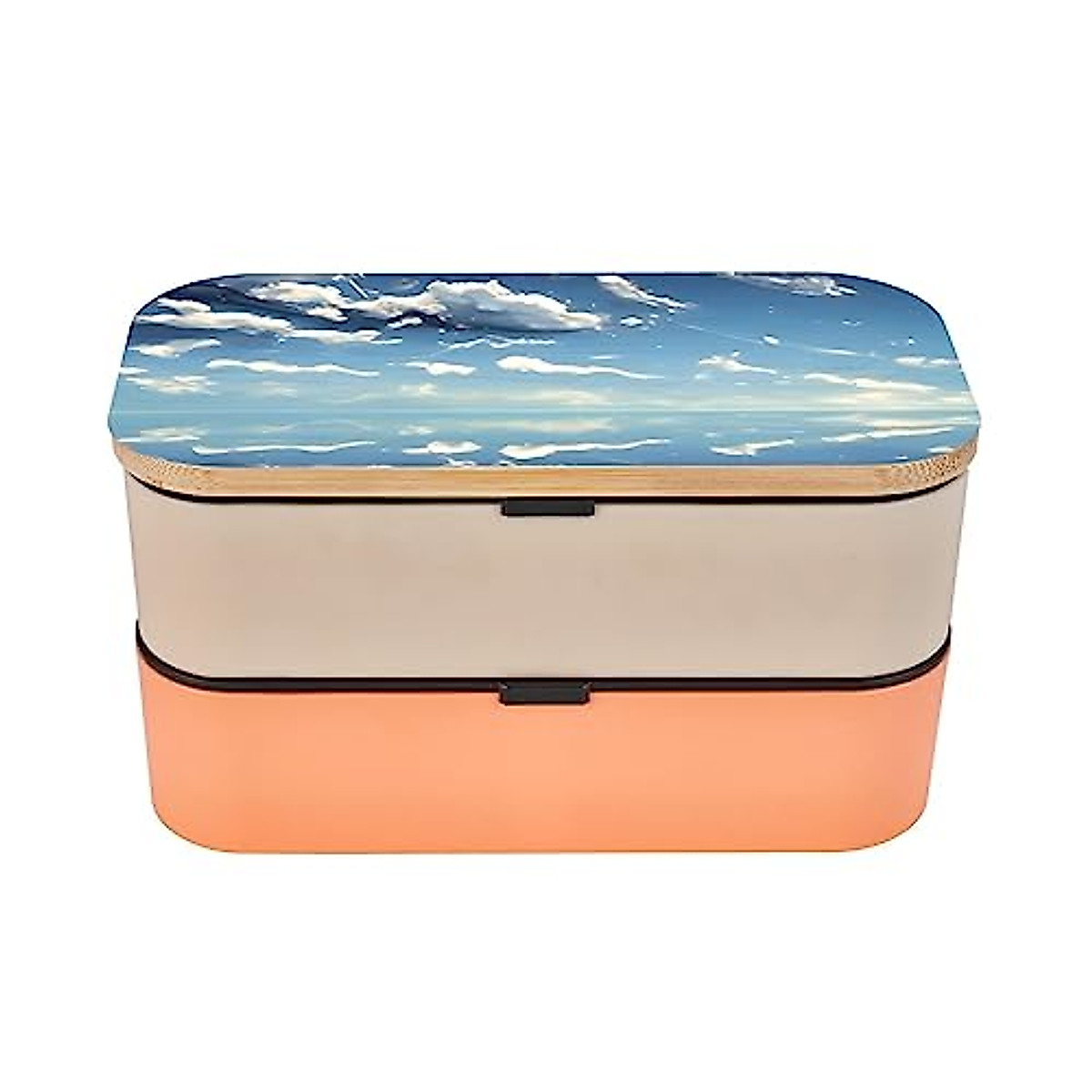 Blue Sky And White Clouds Adult Lunch Box, Bento Box, With Cutlery Set Of 3, 2 Compartments, Rectangular, Lunch Box For Adults