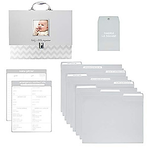 Pearhead Baby Document Organizer, Briefcase File Keeper to Store Baby's Records, Makes Great Gift for New Parents or Addition to Baby Shower Registry, Gray Chevron