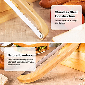 Recsrdce Bread Bow Knife， bread knife for homemade bread, sourdough bread knife，15.7" Serrated Bread Knife，Premium Stainless Steel,Used for slicing bread（Bamboo Handle - Right Handed）
