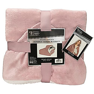 Work from Home - Hooded Shiny Velvet Throw, 50" x 60" (Velvet Blush)
