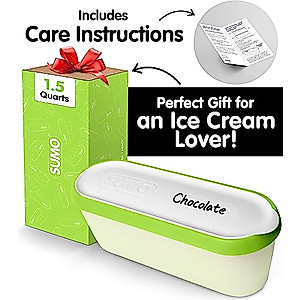 SUMO Ice Cream Containers for Homemade Ice Cream - 2 Ice Cream Containers - 1.5 Quart Each - Green