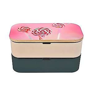 Colorful Lollipop Adult Lunch Box, Bento Box, With Cutlery Set Of 3, 2 Compartments, Rectangular, Lunch Box For Adults