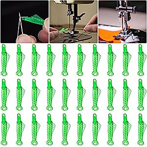 PAGOW Sewing Needle Inserters, Fish Type Needle Threaders for Hand Sewing, Quick Sewing Threader Needle DIY Tool for Small Eyes, Embroidery Floss, Sewing Plastic Wire Loop (1 1/4 Inch)30 PCS