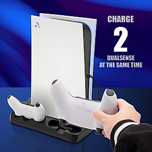 HEATFUN PS5 Cooling Fan Stand, Fast Charger for PS5 Dual Sense Controllers, PS5 Vertical Stand for PS5 Disc & Digital Editions