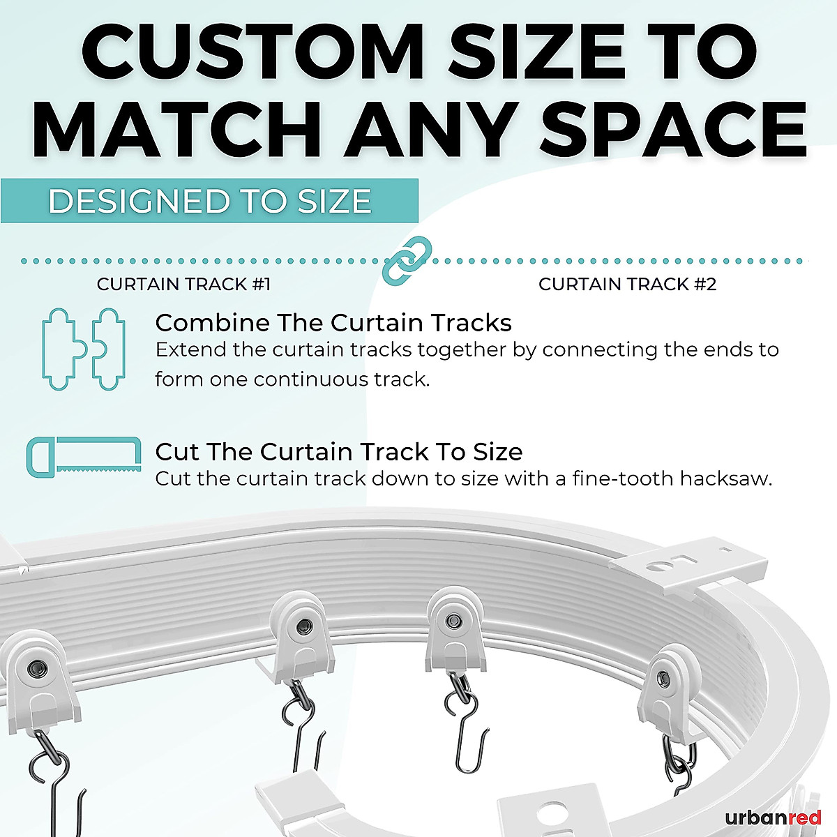 UrbanRed Flexible Bendable Ceiling Curtain Track, 5 Meters (16.4FT), Ceiling Track Ceiling Mount for Curtain Rail with Track Curtain System, RV Curtain Track, Room Divider, Ceiling Track for Curtains