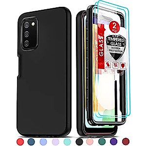 LeYi for Samsung Galaxy A03S Phone Case, Galaxy AO3S Phone Case with [2 x Tempered Glass Screen Protector], Full-Body Shockproof Soft Silicone Phone Cover Case for Samsung A03S (6.5 Inch), Black