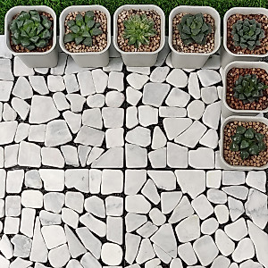 Deck Tile Natural Marble Flooring, Outdoor Garden Patio Balcony Deck Tile, All Weather DIY Interlocking Floor with Drainage Floor, (12"X12", White, 6)