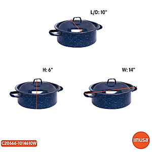 Iimusa Dutch Oven with Lid, 5 Quart, Blue