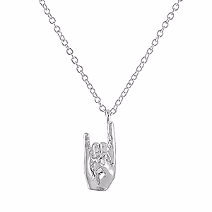 Divine Nine Depot Zeta Phi Beta Hand Sign Pendant Necklace (17 inches), Silver, D9D705
