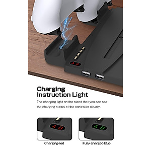 Vertical Stand PS5 Digital Edition and PS5 UHD Edition,SHINEZONE Charging Station for PS5 Controller Charging Station Dock with Dual Controller Charger Ports for PS5 DualSense