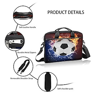 Soccer Fire Laptop Computer Bag Waterproof Shoulder Messenger Bag 13-15 inch Durable Laptop Tote Bag with Shoulder Strap Handle Lightweight Crossbody Briefcase