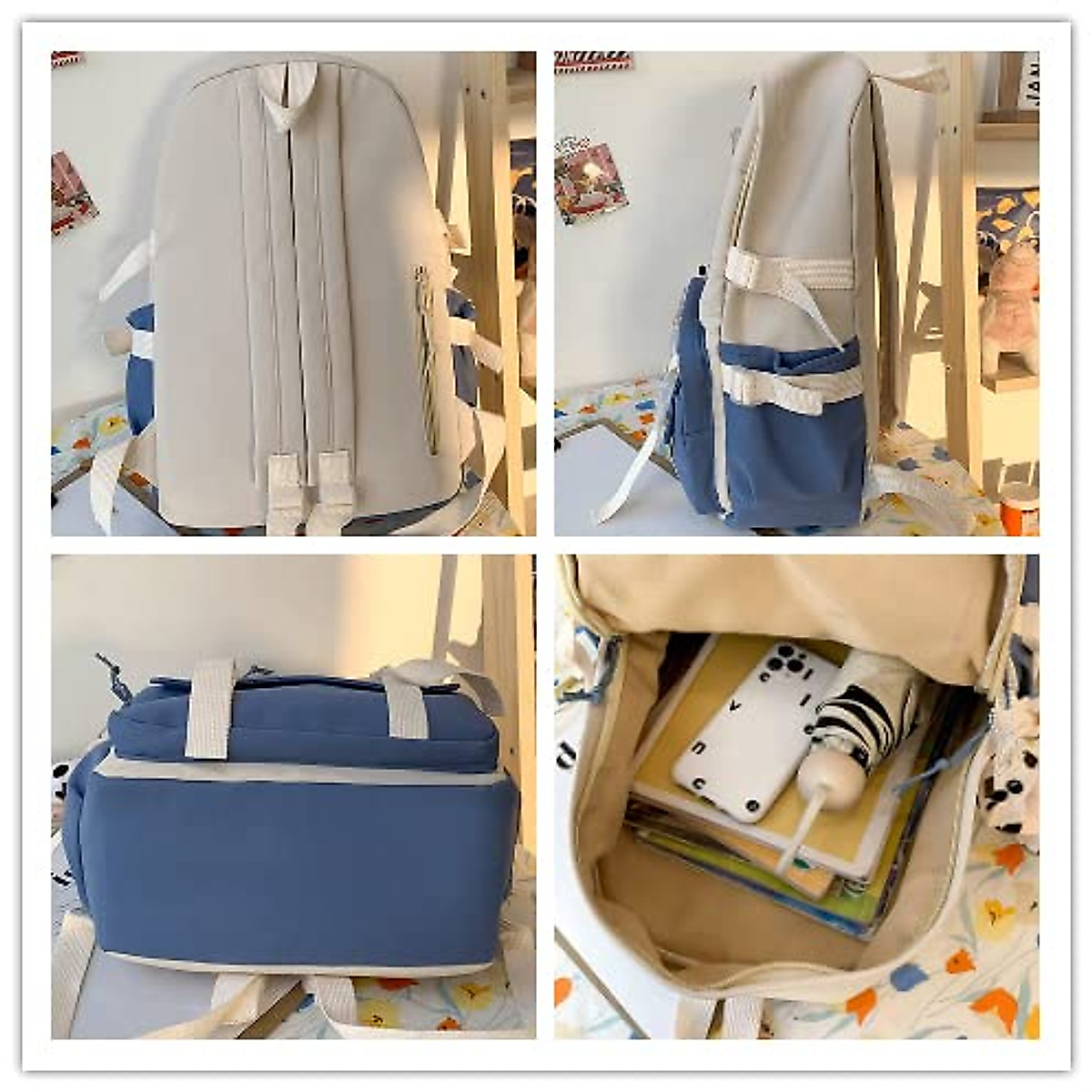 JQWSVE Kawaii Backpack with Pins Accessories, Rucksack for Teen Girls School Bag, Aesthetic Backpack