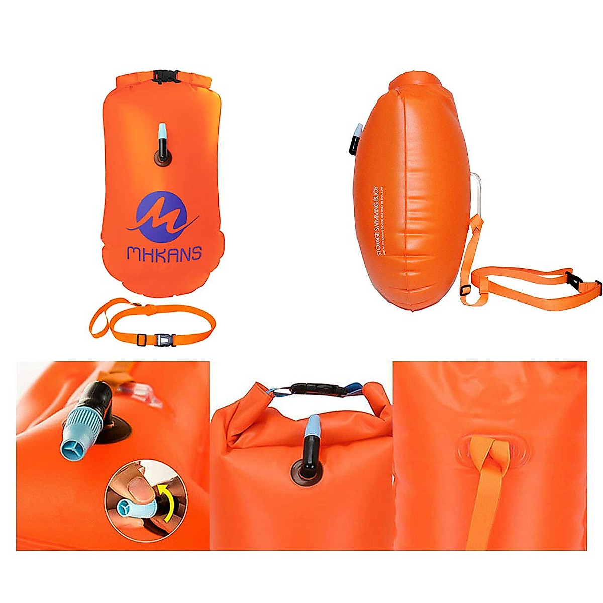 YMLHOME Swim Buoy 20L Swimming Safety Buoy Float Dry Bag with Adjustable Waist Belt and Waterproof Cell Phone Bag for Open Water Swimmers and Safer Swim Training (Green)