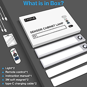 12 Inch 2 Pack Motion Sensor Under Cabinet Light Wireless with Remote and Timer, 86 LEDs Rechargeable Dimmable Under Counter Lights for Closet, Wardrobe, Kitchen, Magnetic LED Night Light Strips