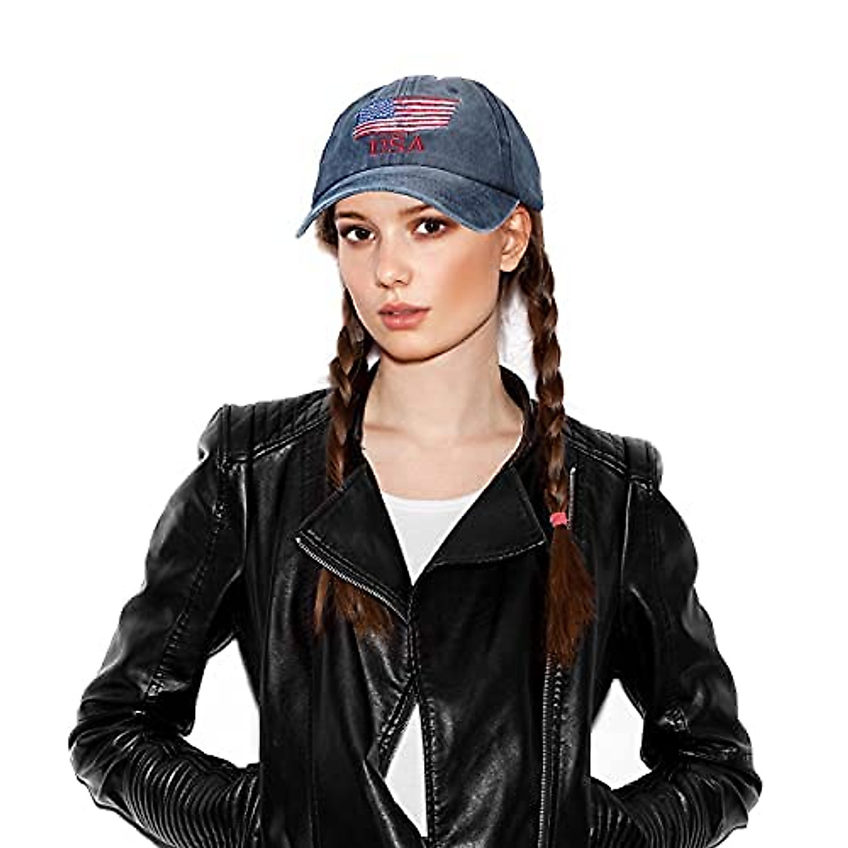 Geyoga 4 Pieces USA Flag Hat American Flag Baseball Cap USA Tactical Hat Washed Distressed Hats for Men Women Teens Multicoloured