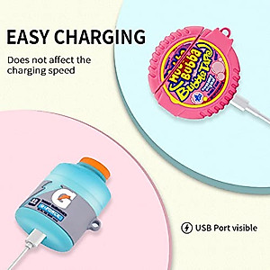 3-Pack Cute Airpods Case for Airpod 2/1, Kawaii 3D Cartoon Funny Airpods Cover Food Design Fashion Silicone Case for Airpods 1&2 Charging Case for Girls Boys Kids (Sport Water+Bubble Gum+Green Drinks)