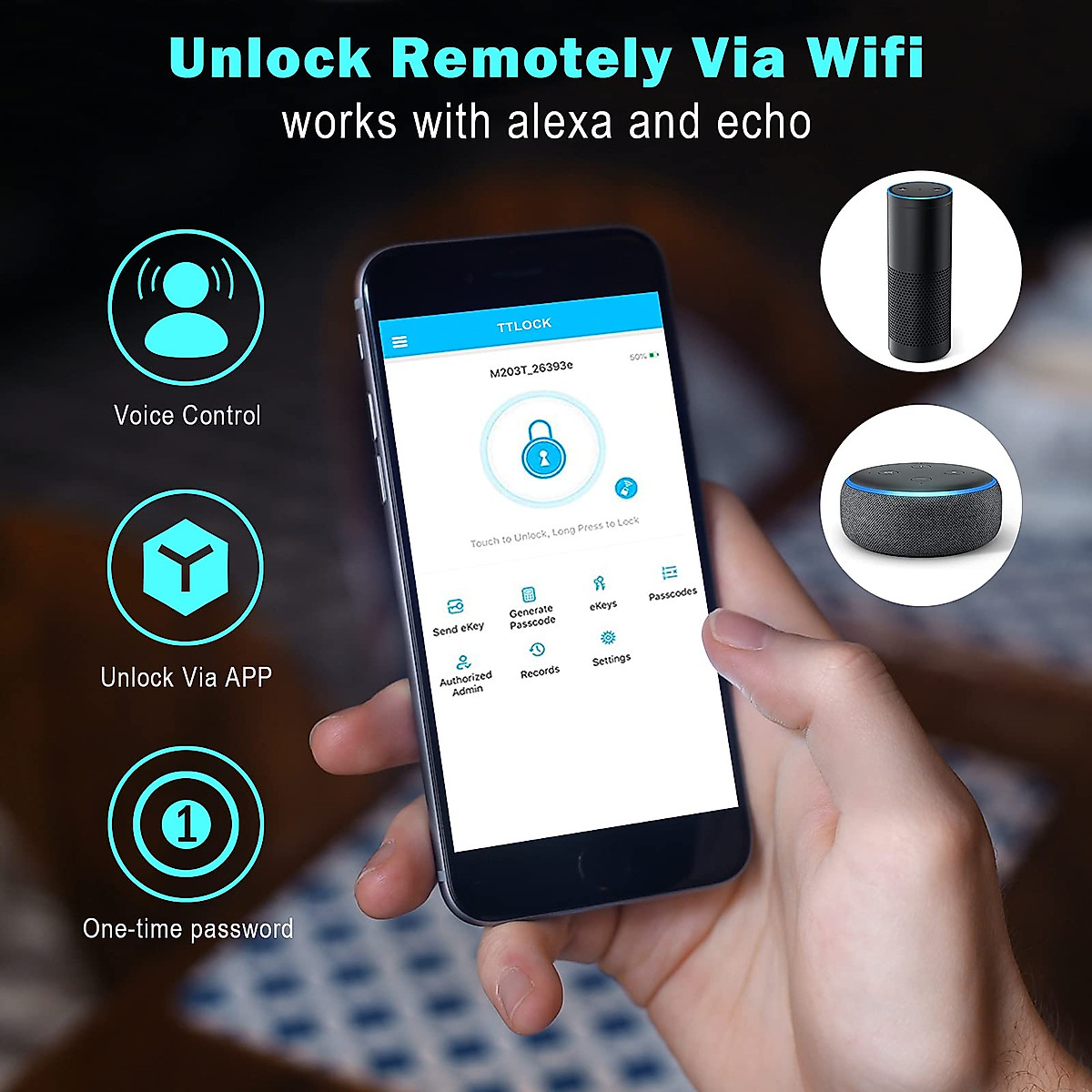 Fingerprint Door Knob, FITNATE Bluetooth Digital Code Door Lock Knob Gate Lock with Keypad, App Work with Alexa, Echo, Security Guard for Home, Hotel, Office, Easy to Install