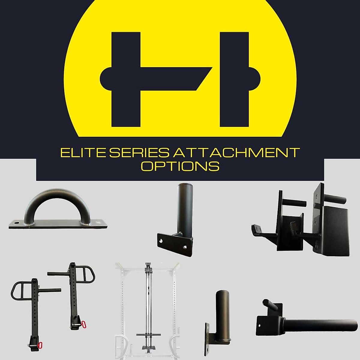 HulkFit Elite Series Power Cage Horizontal Plate Barbell Attachment Storage Black 3" x 3"