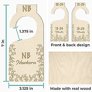 Baby Closet Size Dividers - 7x Premium Wood Nursery Closet Dividers for Baby Clothes - Botanical Eucalyptus Vines Leaf Plant Greenery Boho Nursery Decor - Baby Closet Dividers for Boy or Girl - [Wood]