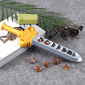 Dice Dagger with 7PCS D20 Dice Dungeons and Dragons Dice Set DND Dice Holder Polyhedral Dice Gift Sword D&D Dice Scabbard Dice Box Sword Dagger Polyhedral Dice Storage Dice D20 Brown