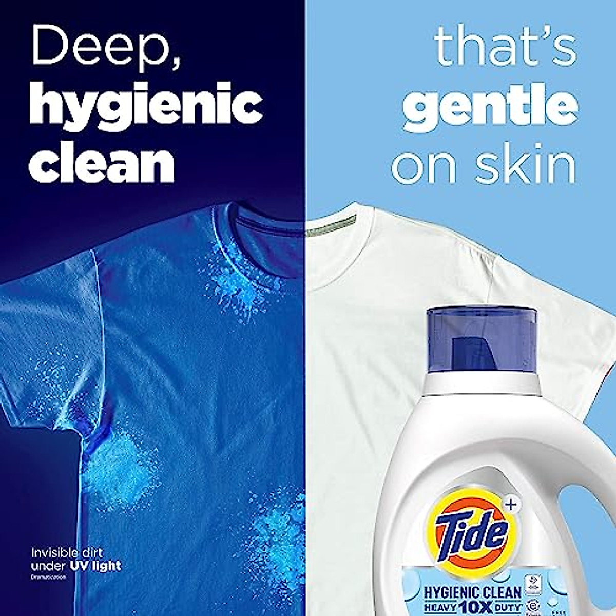 Tide Hygienic Clean Heavy Duty 10x Free Liquid Laundry Detergent, Unscented, 59 loads, 92 fl oz, HE Compatible