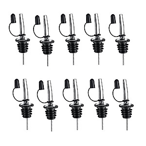 24 Pack Stainless Steel Liquor Bottle Pourers with Siamese Rubber Dust Caps bottle spout and Liquor Pourers