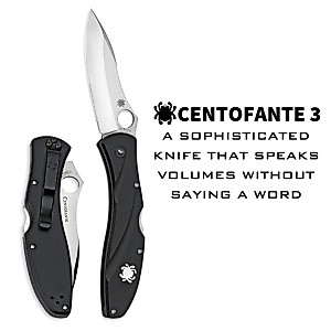 Spyderco CENTOFANTE 3 Prestige Folding Utility Pocket Knife with 3.14" VG-10 Stainless Steel Hollow Ground Blade and Lightweight FRN Handle - PlainEdge - C66PBK3