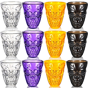 Yaure Joy 16 Pcs Halloween Skull Shot Glasses Unbreakable Plastic Halloween Cups for Halloween Skull Party Favor Halloween Party Decoration 1.86 oz/ 55 ml