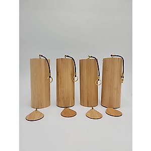 YANTRA Set of 4 Wooden Bamboo Chimes Includes All Elements Fire Water Air and Earth (Without Wooden Stand)