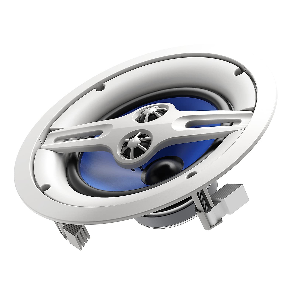 ROCKRIX Audio 3-Way Premium in-Ceiling 8" Round Speaker, Dual 1-inch Silk Dome Tweeters, 9.5 Inch Cutout Diameter, Each, White