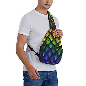 Dragon Scale Animal Skin Sling Bag For Women Men,Animal Print Crossbody Shoulder Bags Casual Sling Backpack Chest Bag Travel Hiking Daypack For Outdoor
