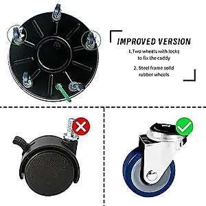 Choclaif Plant Caddy with Wheels - Heavy Duty Iron Plant Stand - Round Pot Trolley for Indoor and Outdoor - Built-in Drainage System - Durable and Easy Mobility(14IN, 3PACK)