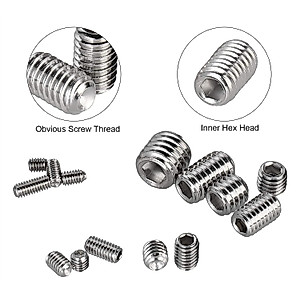 Elantek 24 Kinds #2-56 to 3/8-16 SAE 304-Stainless Steel Internal Hex Drive Cup-Point Set Screws Assortment Kit