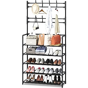 Liwarace Metal Clothing Rack,Clothes Garment Coat Rack with Bottom Shelf, Clothing Rack for Hanging Clothes, Coats, Skirts, Shirts, Sweaters, Black