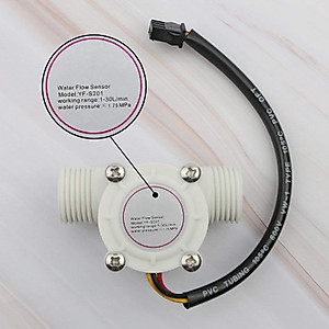 Pxyelec 1Pcs 1/2" High Precision Flow Meter, Hall Effect Water Flow Sensor Switch Flowmeter Fluid Meter, 1-30L/minute