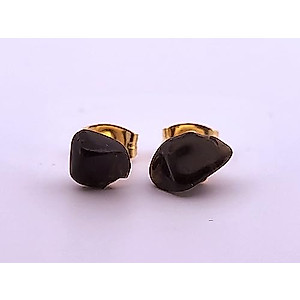 Natural Black Onyx Gold Stud Earrings NBOGSE2