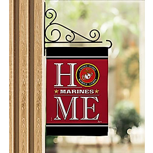 Marine Corps Home Garden Flag - Set Wall Holder Armed Forces USMC Semper Fi United State American Military Veteran Retire Official - House Banner Small Yard Gift Double-Sided Made in USA 13 X 18.5