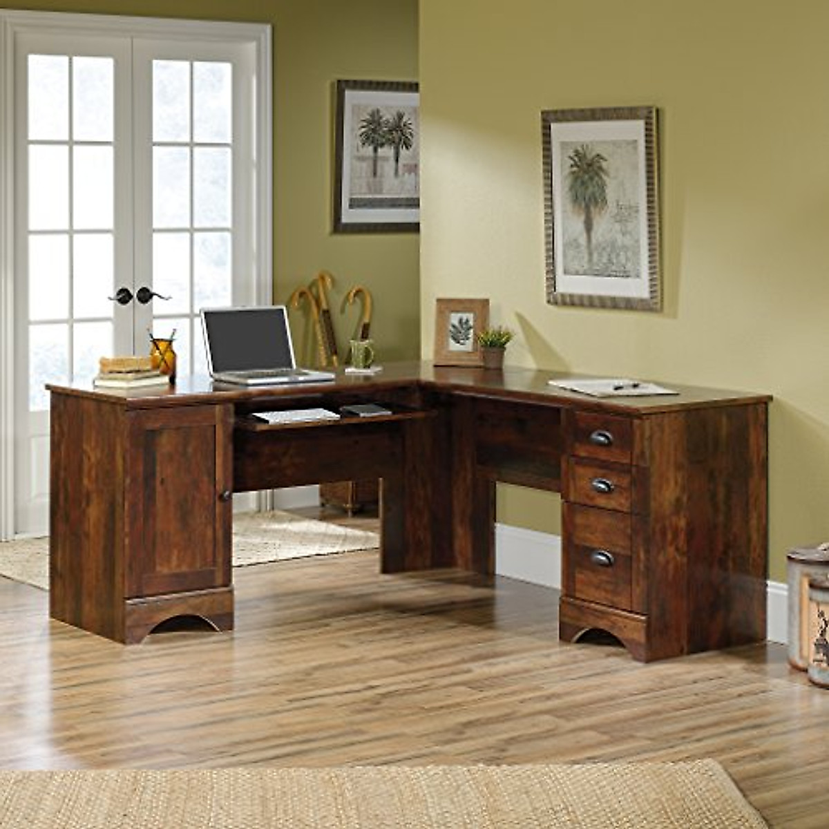 Sauder Harbor View Corner Computer Desk, Curado Cherry finish