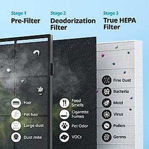 Coway AIRMEGA 200M True HEPA Air Purifier, 361 sq.ft, Black