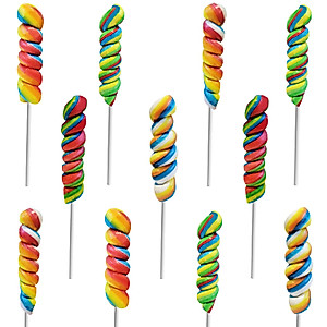The Dreidel Company Rainbow Twist Lollipop, Mixed Fruit Flavor, Individually Wrapped, 3" Inch Sucker (12-Pack)