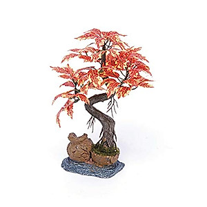 Penn-PLAX Deco-Replicas Bonsai Tree Aquarium Decoration – Orange – Safe for Freshwater and Saltwater Fish Tanks – 8” Height